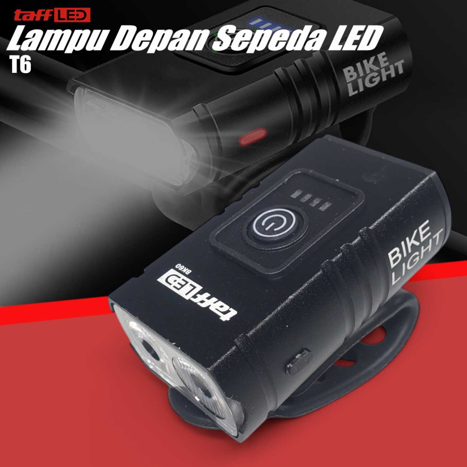 Jual TaffLED Lampu Depan Sepeda LED T6 USB Rechargeable 6 Mode