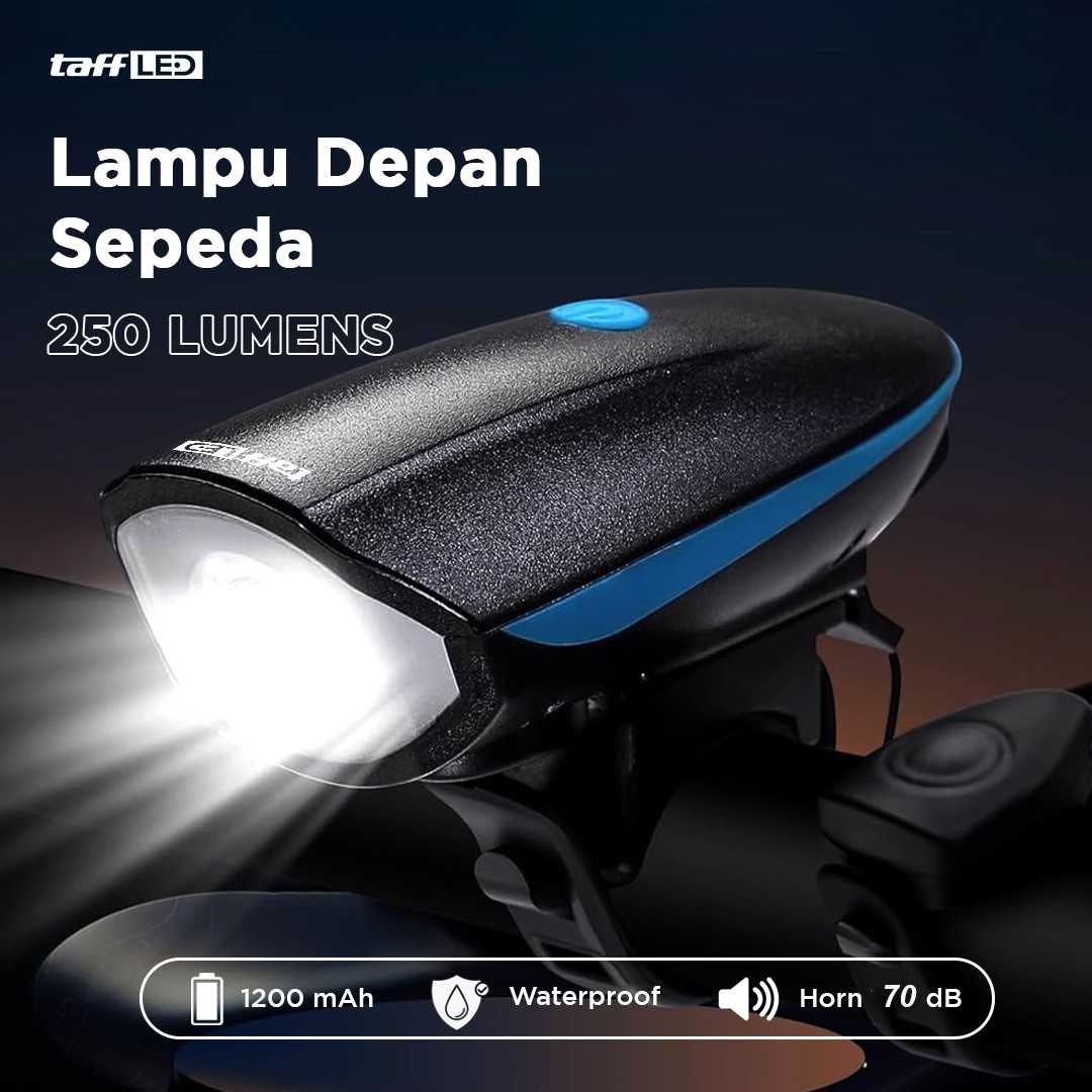 Jual TaffLED Lampu Depan Sepeda Klakson LED Cree XPG 1200mAh 250