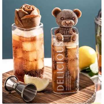 Jual Cetakan Pembuat Es Batu Bentuk Beruang Bunga Mawar 3D Rose