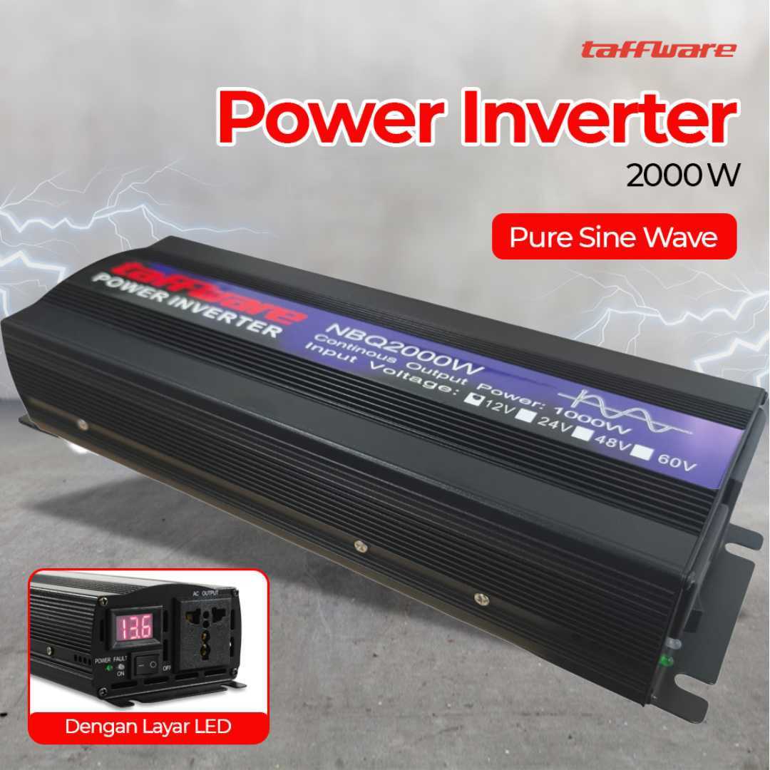 Jual Taffware Power Inverter Mobil Pure Sine Wave DC 12V to AC