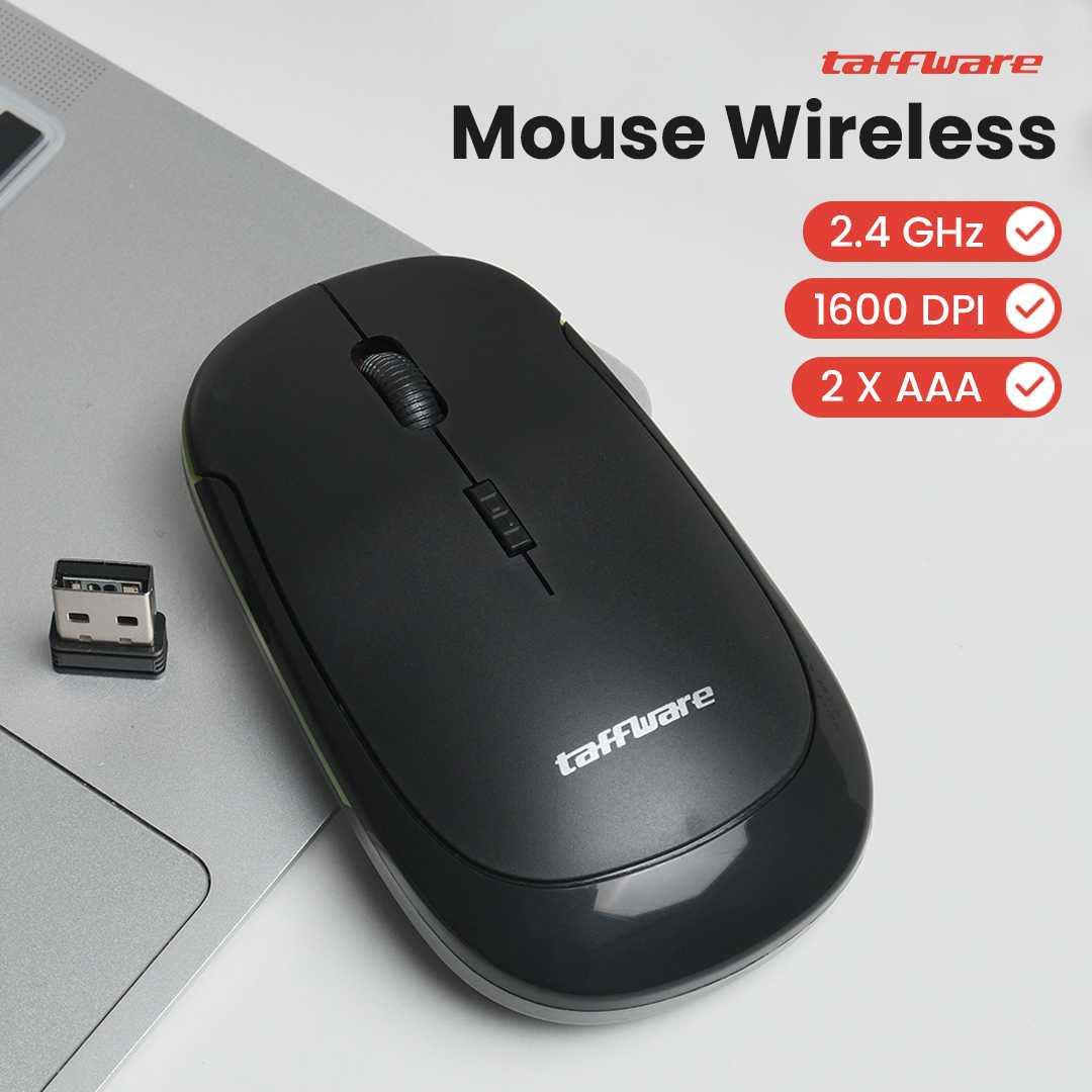 Jual Taffware Mouse Wireless Optical 2.4GHz Slim Ergonomic