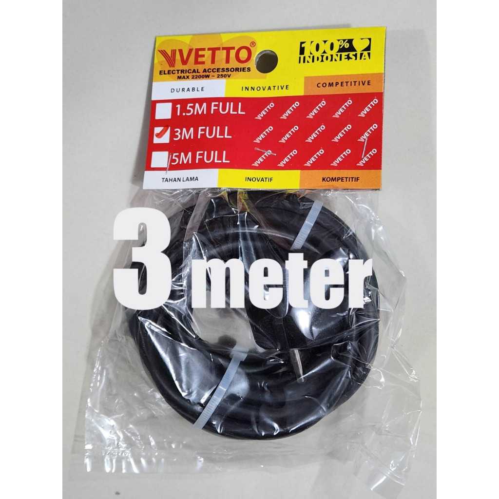 Jual VETTO kabel buntung serabut Isi 3 Ground 3x0.75 panjang 3m