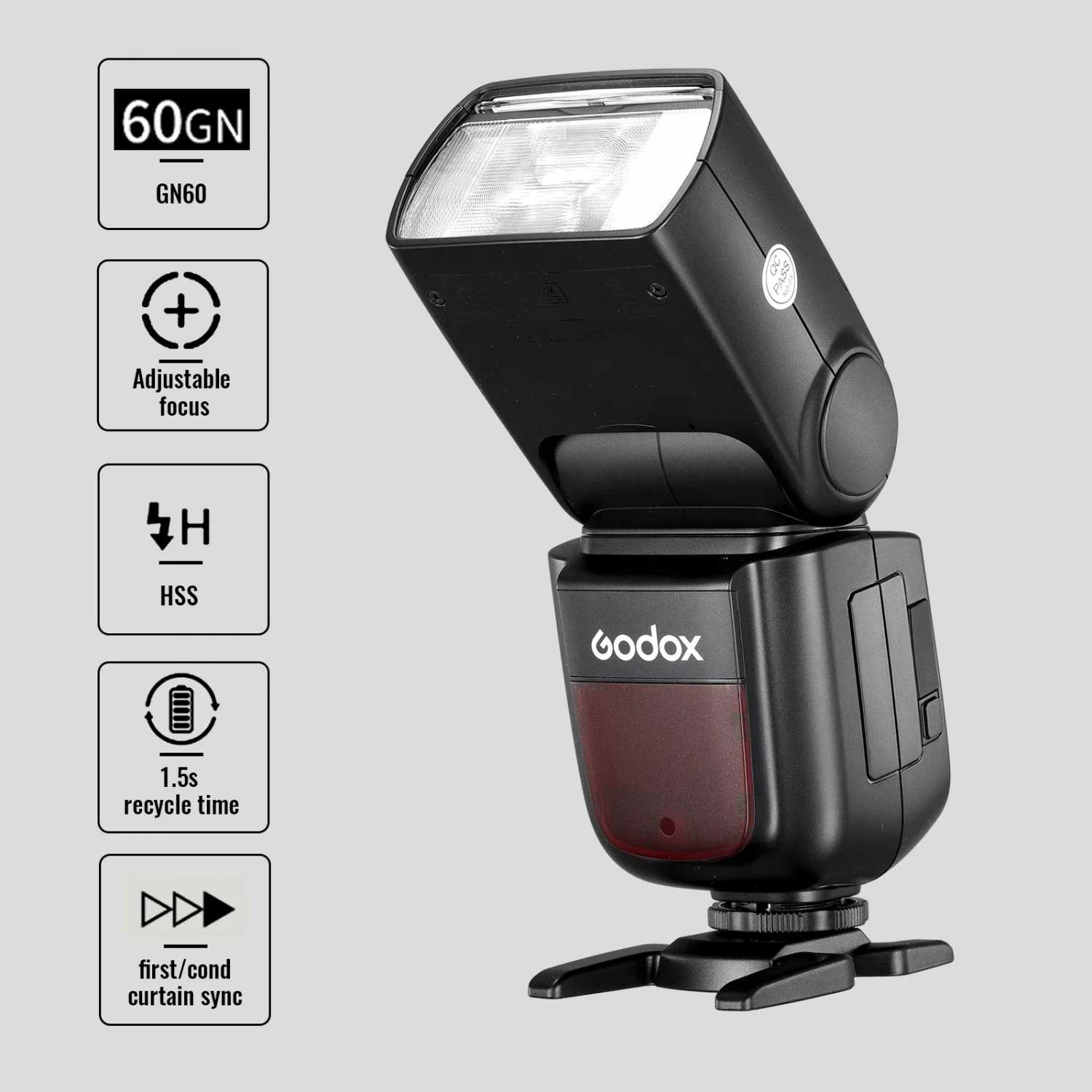 Jual Godox Flash Camera Wireless Adjustable Focus 2.4GHz GN60
