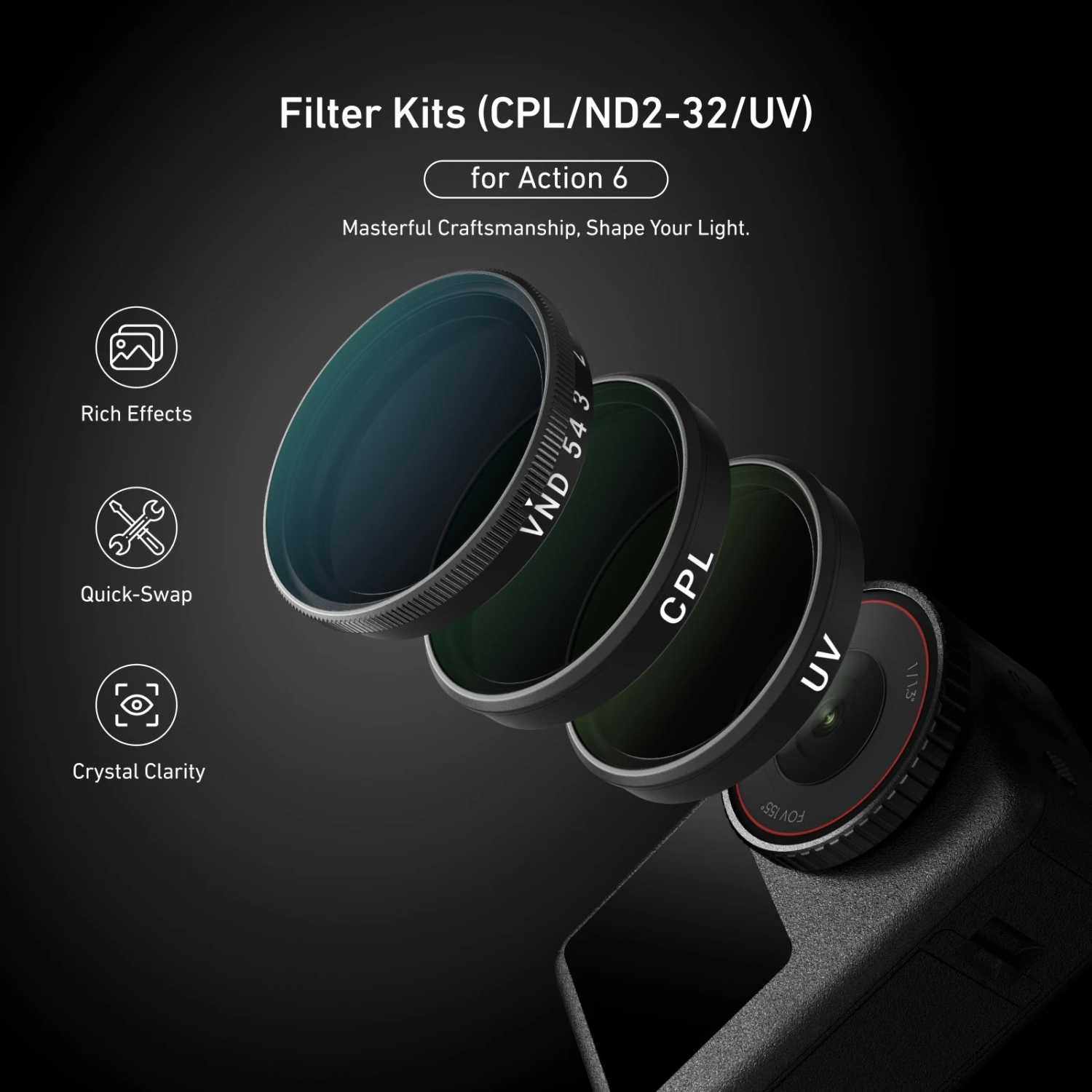 Jual TELESIN Camera Lens Filter DJI Osmo Action 6 CPL VND UV