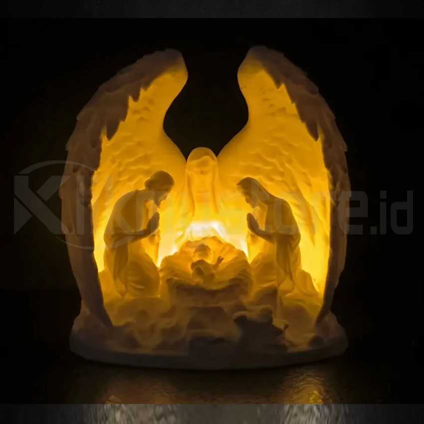 Jual Patung Christmas Jesus Born in Angel Natal Lampu Hiasan
