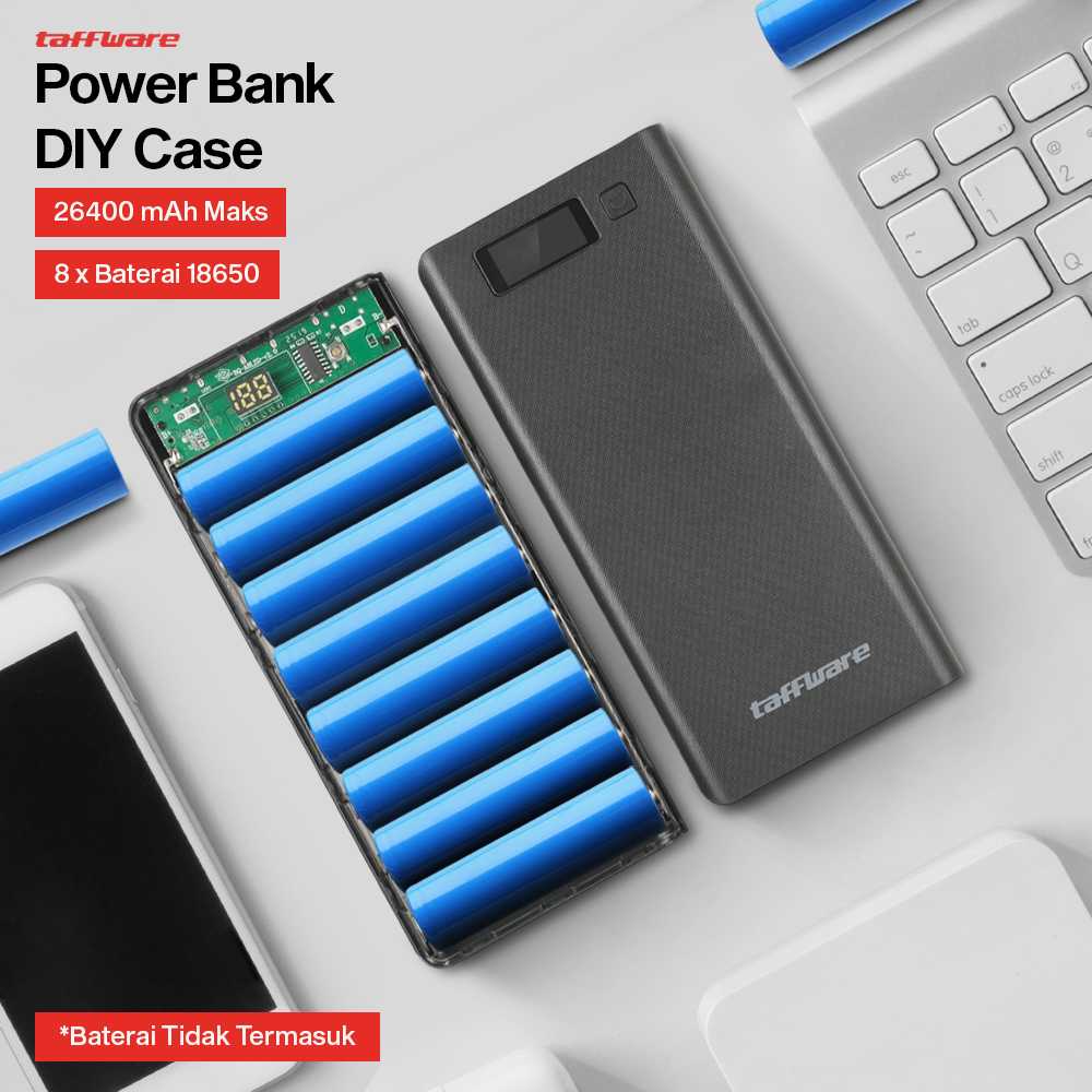 Jual Taffware Power Bank DIY Case LCD Display Dual USB Port 8