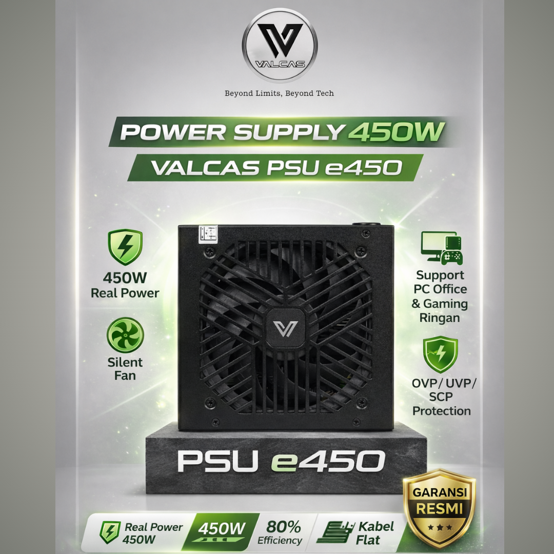Jual PSU VALCAS e450 Real Power 450 Watt - Garansi Resmi - Power
