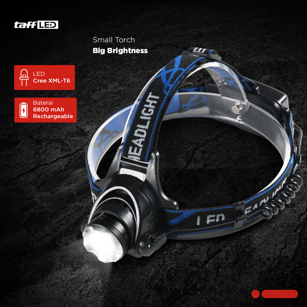 Jual TaffLED High Power Headlamp LED Cree XML T6 500 Lumens dan