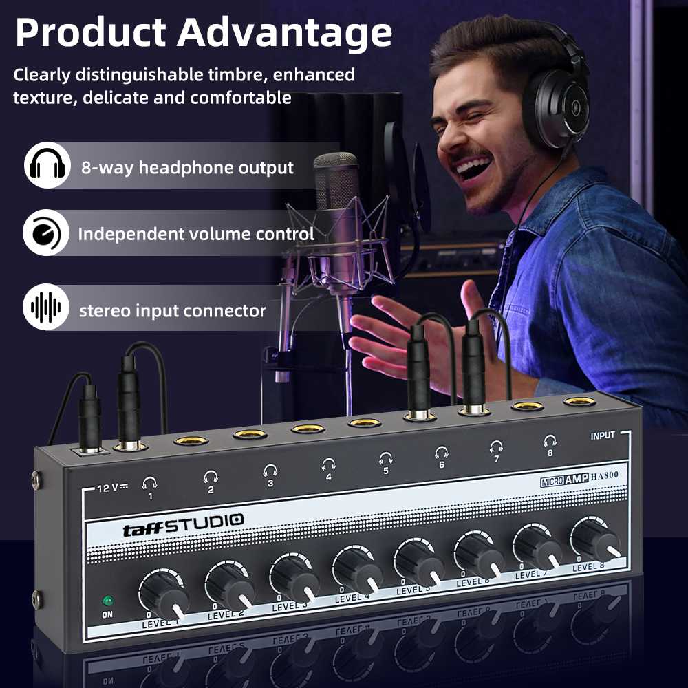 Jual TaffSTUDIO Audio Amplifier Headphone Splitter 8 Channel