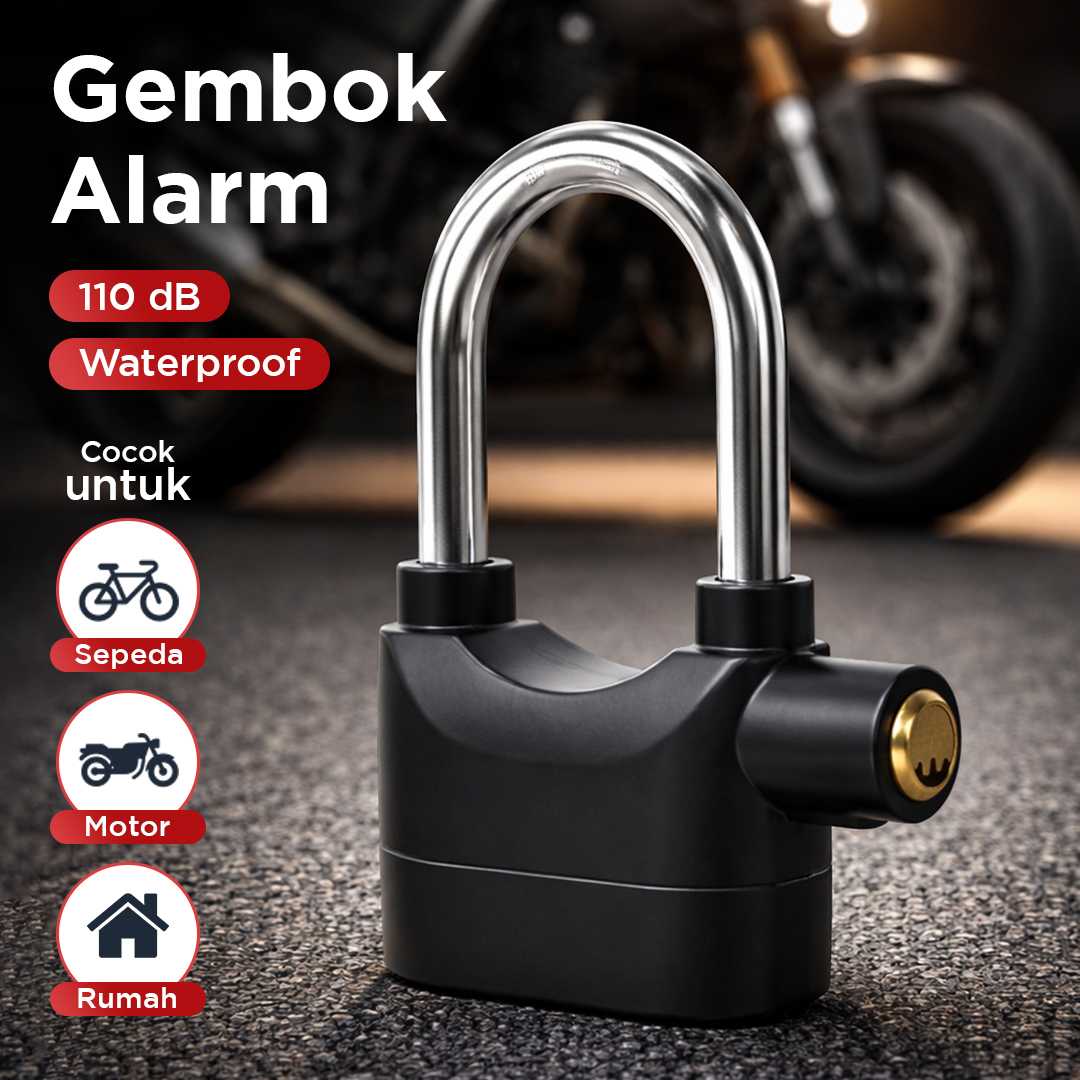 Jual Kinbar Gembok Sepeda Motor Padlock Alarm Corrosion | Jakmall.com