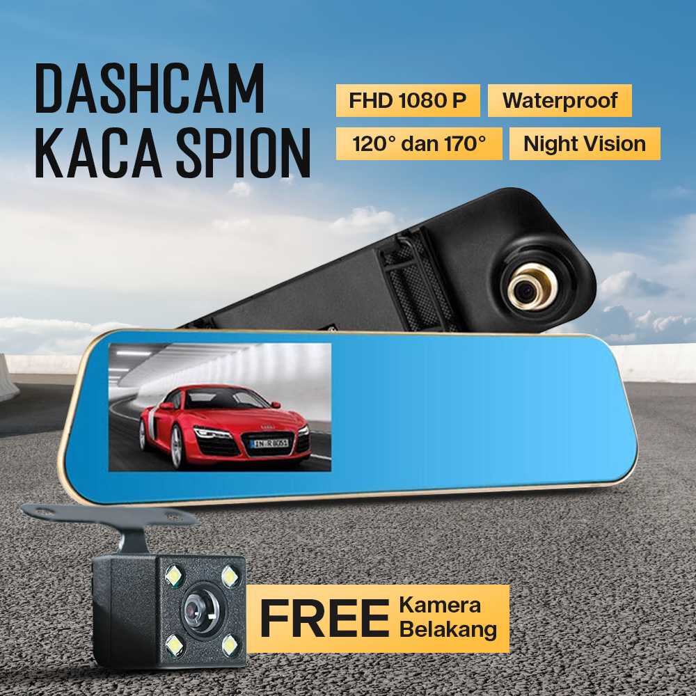 Jual Dashcam Mobil Spion Depan Belakang Dual Camera Waterproof