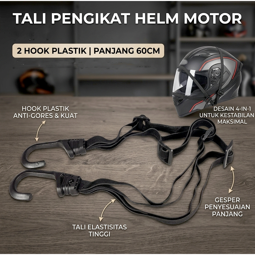 Jual OTOHEROES Tali Pengikat Helm Motor Strap Adjustable 2 Hook