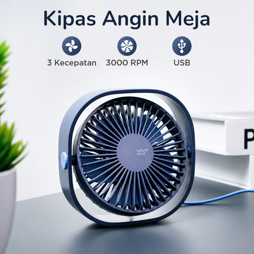 Jual 3LIFE Kipas Angin Meja Portable 3000 RPM Desk Fan USB 4.8