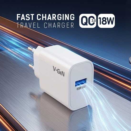 Jual Travel Charger V-GeN VTC1-43A 1 Port USB 18W Fast Charging