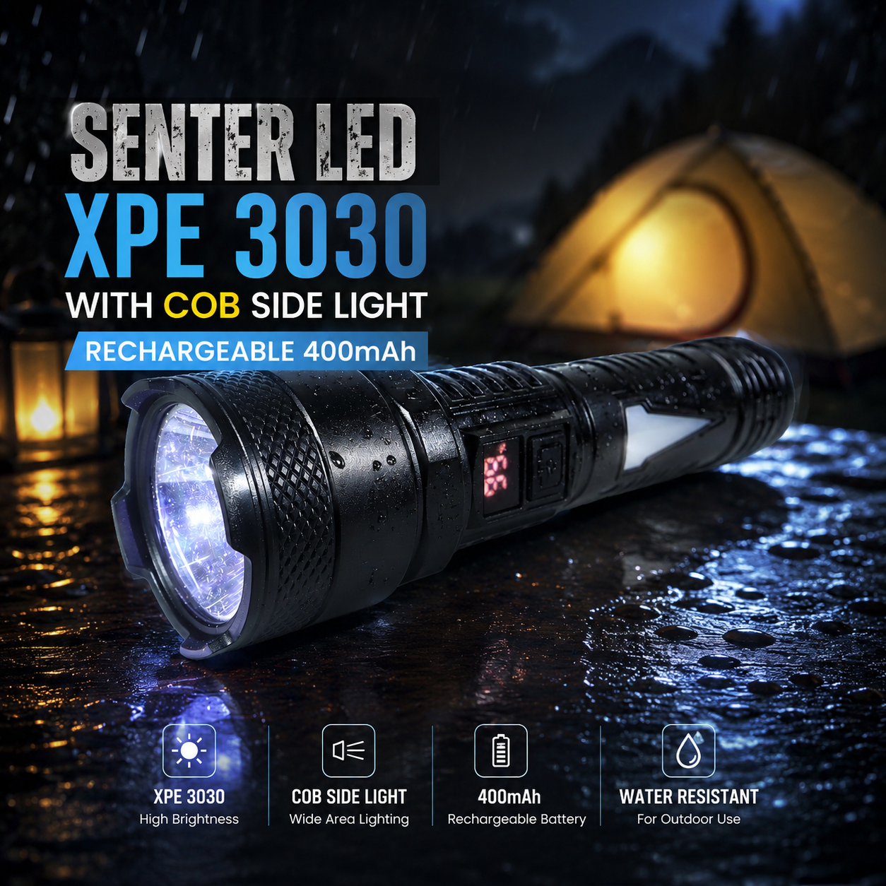 Jual XIWANGFIRE Senter LED XPE 3030 COB Side Light Rechargeable