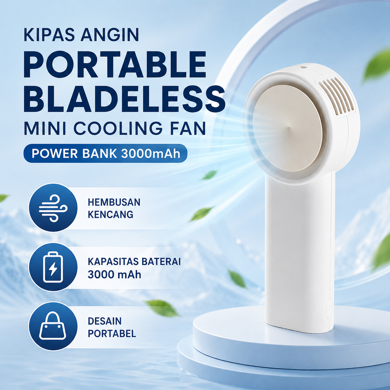 Jual VEN Kipas Angin Portable Bladeless Mini Cooling Fan Power